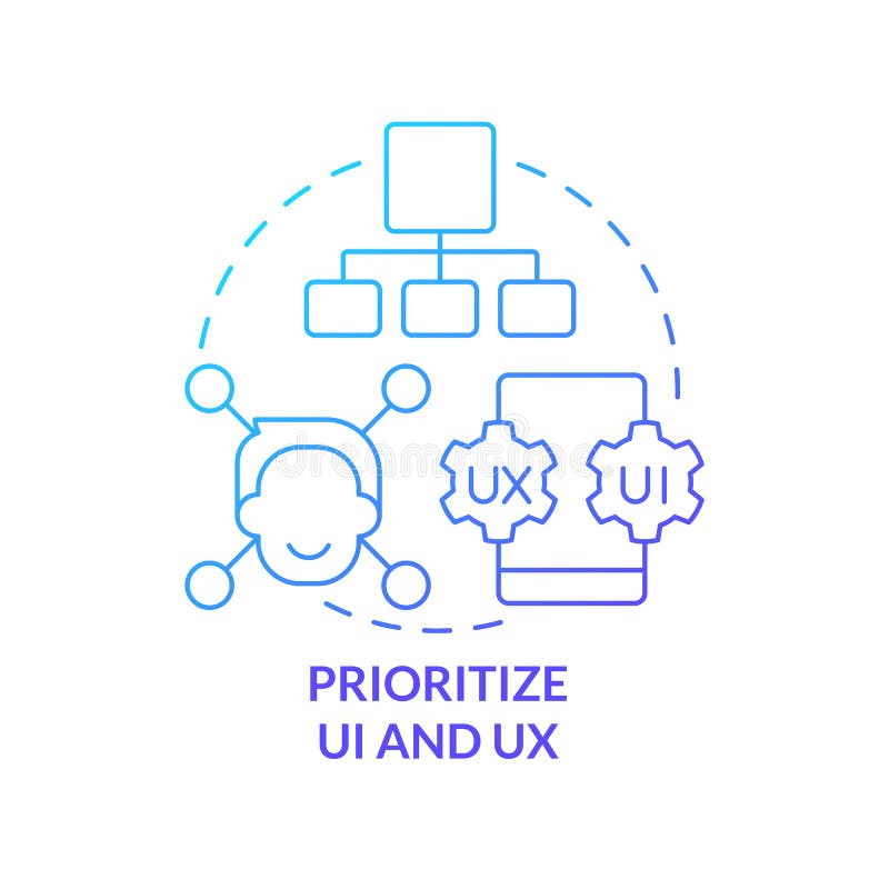 Prioritize UI and UX Blue Gradient Concept Icon Stock Vector ...