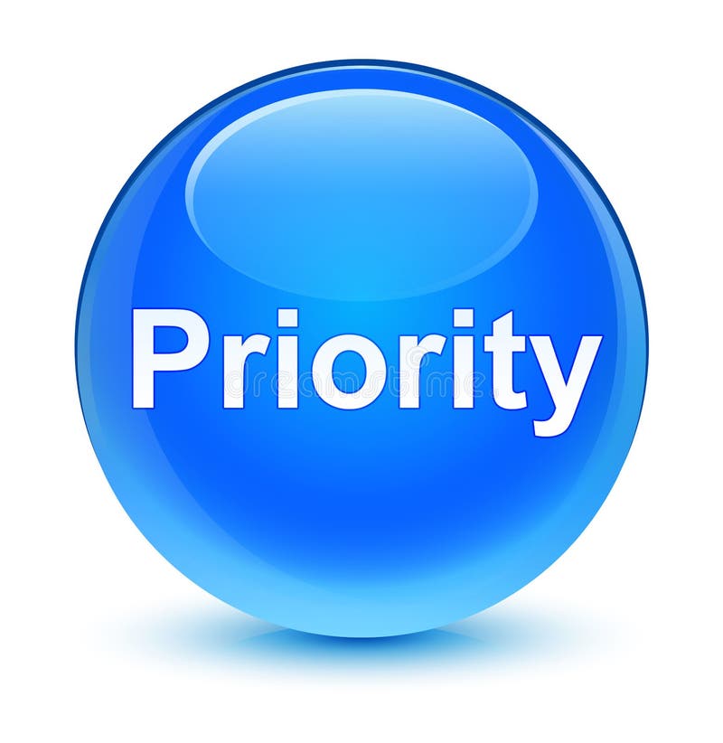 Priority Glassy Cyan Blue Round Button Stock Illustration ...