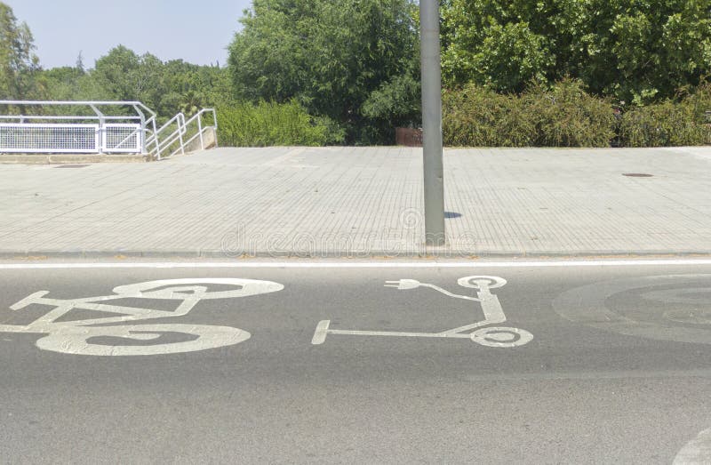 Priority Lane for Bikes and Electric Kick Scooters Sign Stock Photo ...