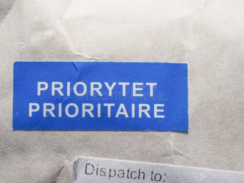 Priority Air Mail Sticker Stamp - Prioritar Prioritaire Stock Photo ...