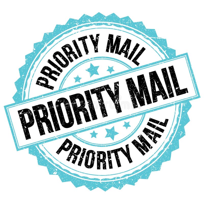 PRIORITY MAIL Text on Blue-black Round Stamp Sign Stock Illustration ...