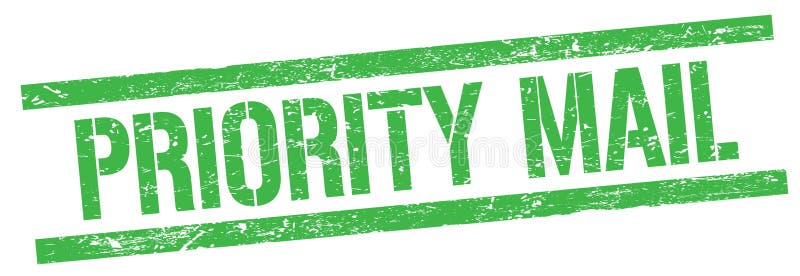 PRIORITY MAIL Text on Green Grungy Rectangle Stamp Stock Illustration ...