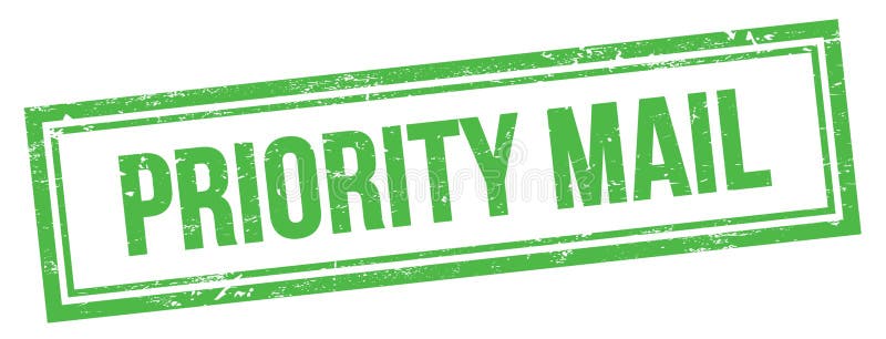 PRIORITY MAIL Text on Green Grungy Vintage Stamp Stock Illustration ...