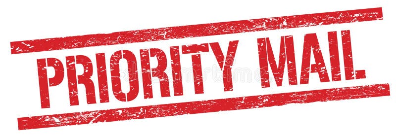 PRIORITY MAIL Text on Red Grungy Rectangle Stamp Stock Image - Image of ...