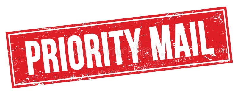 PRIORITY MAIL Text on Red Grungy Rectangle Stamp Stock Illustration ...
