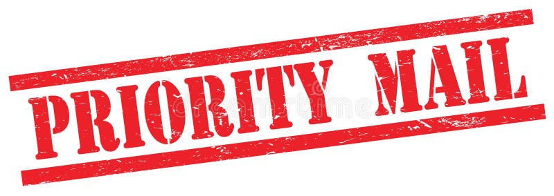 PRIORITY MAIL Text on Red Grungy Rectangle Stamp Stock Illustration ...