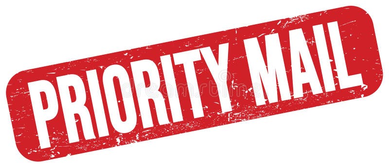 PRIORITY MAIL Text on Red Grungy Stamp Sign Stock Illustration ...