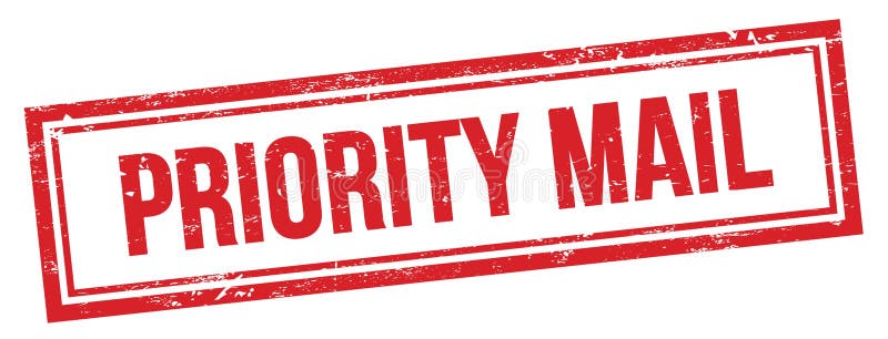 PRIORITY MAIL Text on Red Grungy Vintage Stamp Stock Illustration ...