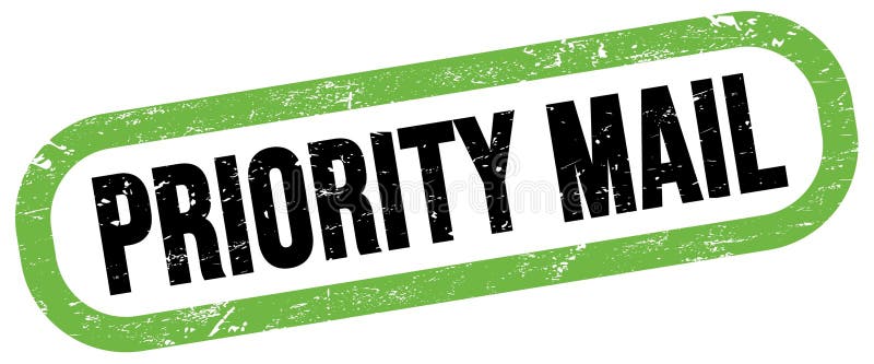 PRIORITY MAIL, Text Written on Green-black Stamp Sign Stock ...