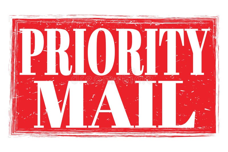 PRIORITY MAIL, Words on Red Grungy Stamp Sign Stock Illustration ...