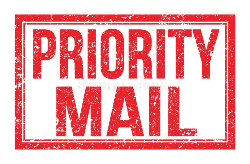 PRIORITY MAIL, Words on Red Rectangle Stamp Sign Stock Illustration ...