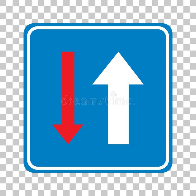 Priority Over Oncoming Vehicles Traffic or Road Sign Rule. Car is ...