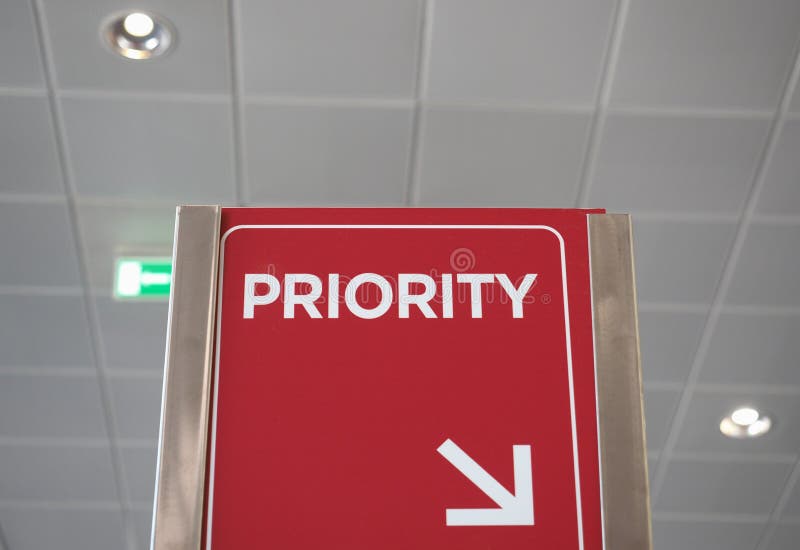 Priority queue sign stock image. Image of arrow, boarding - 255843775