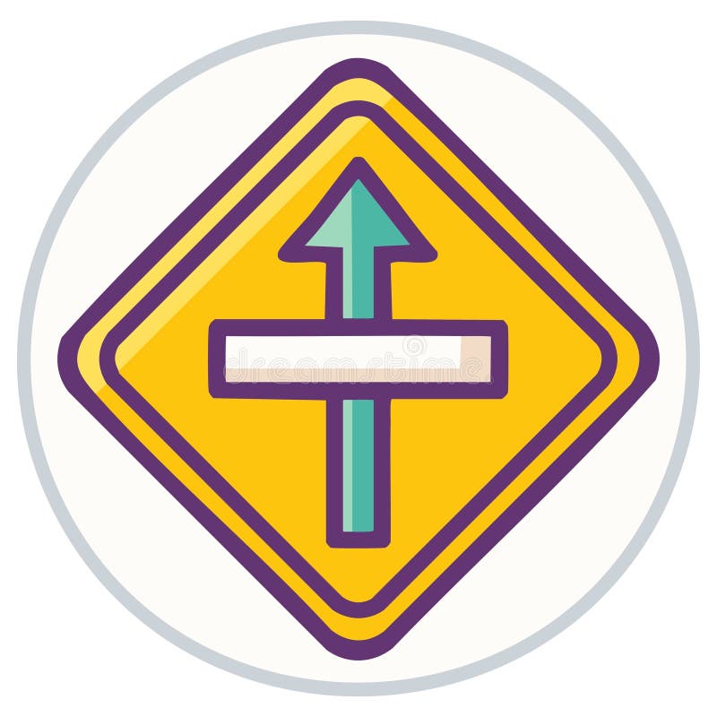 Priority Road Ahead at an Intersection Traffic Sign Vector Icon Illustration Stock Illustration ...