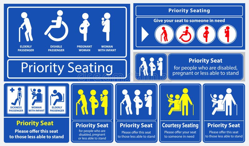 Priority Seat Sticker. Using in Public Transportation, Like Bus, Train ...