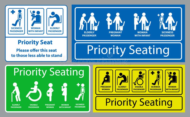 Priority Seat Sticker. Using in Public Transportation, Like Bus, Train ...