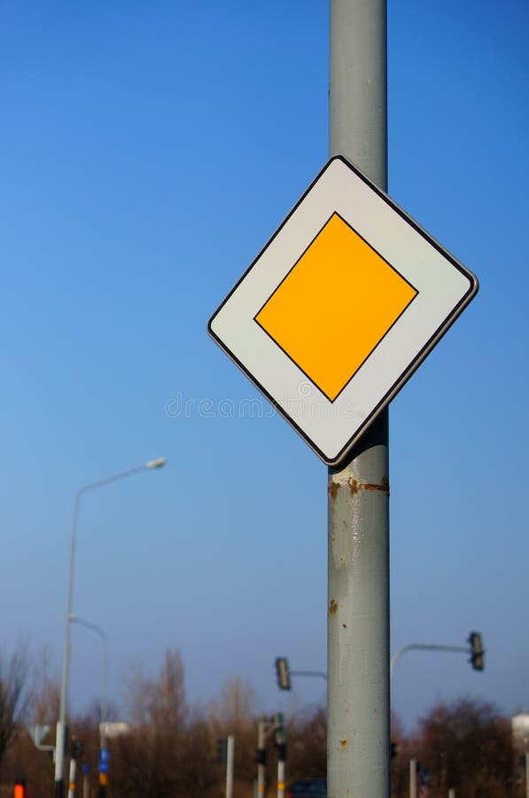 Priority sign stock image. Image of pole, traffic, yellow - 50215451