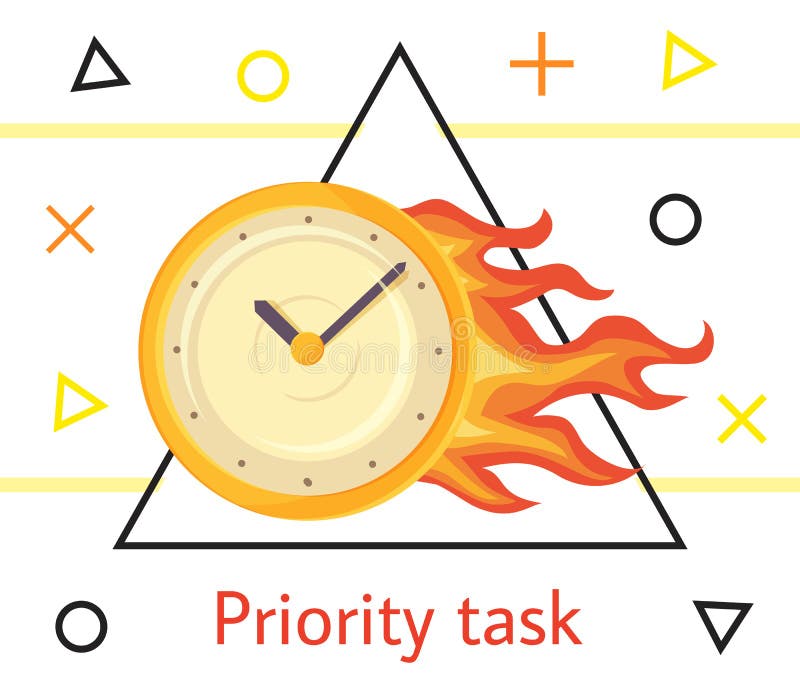 Priority Task Concept Illustration with Wall Round Yellow Clock is ...