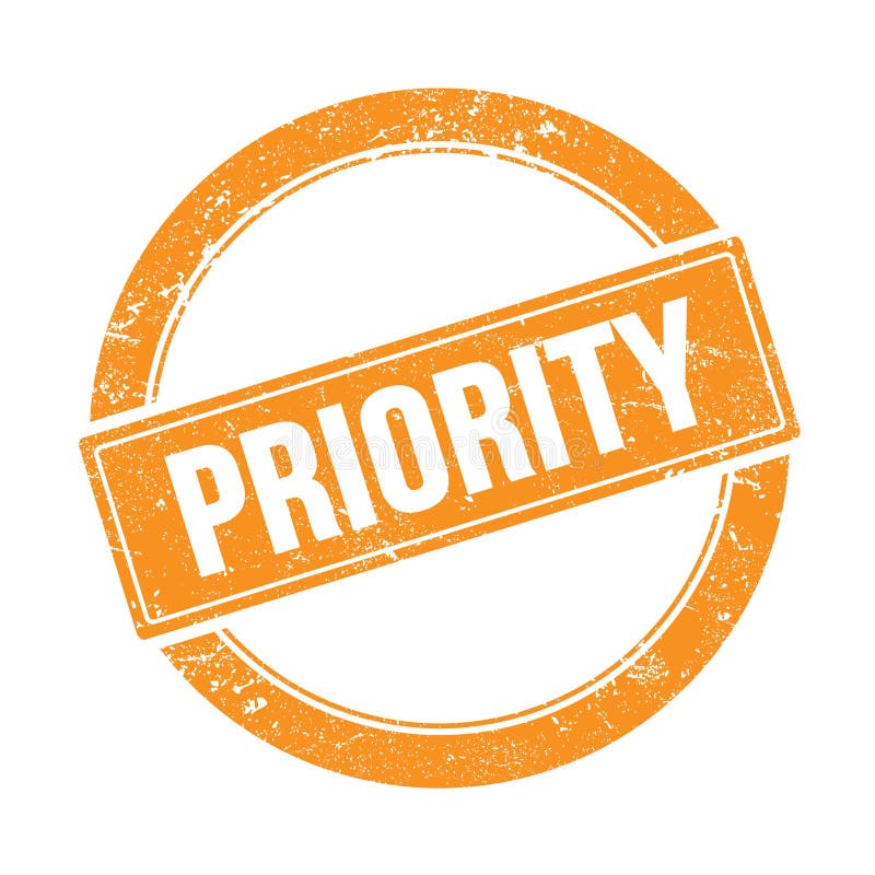 PRIORITY Text on Orange Grungy Round Stamp Stock Illustration ...
