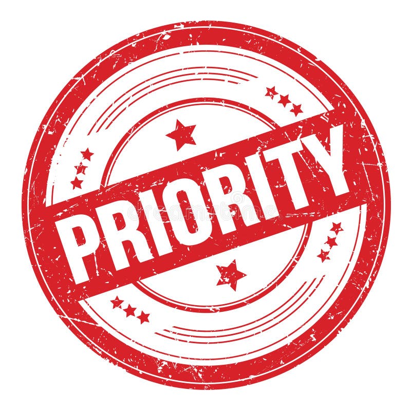 PRIORITY Text on Red Round Grungy Stamp Stock Illustration ...