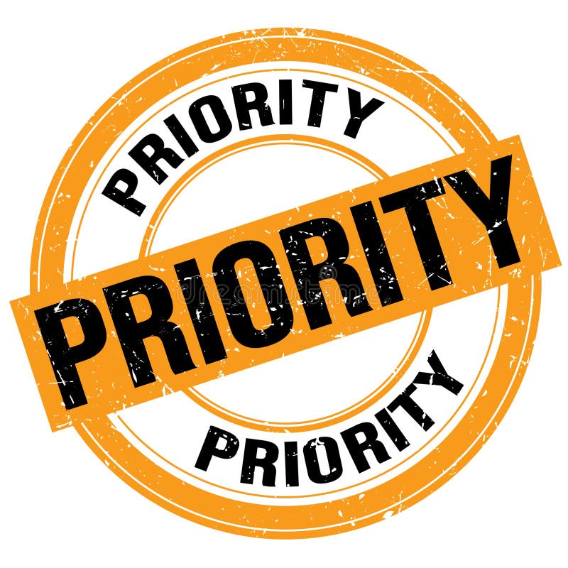 PRIORITY Text Written on Orange-black Round Stamp Sign Stock ...