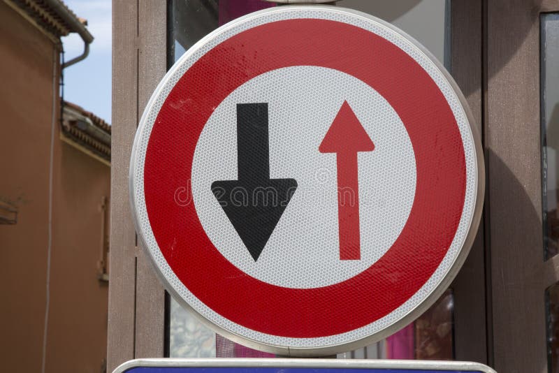 Traffic sign; priority stock photo. Image of blue, warning - 13569126