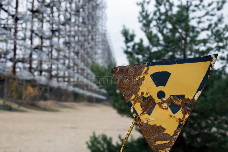 Pripyat Radiation Warning Sign in Chernobyl Stock Photo - Image of ...