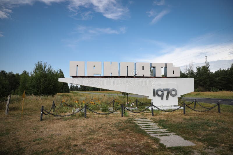 Pripyat Welcome Sign in Chernobyl Exclusion Zone, Ukraine Editorial ...