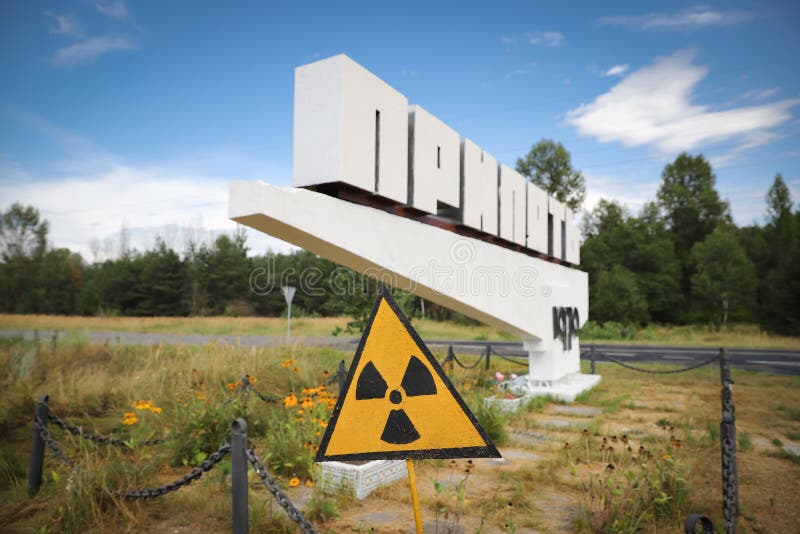 Pripyat Welcome Sign in Chernobyl Exclusion Zone, Ukraine Editorial ...