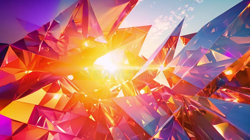 A Prism Burst of Triangular Shapes Catching and Reflecting the Warm ...