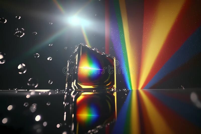 Prism Digital Cube Reflection with Full Spectrum Rainbow Colors Drops ...