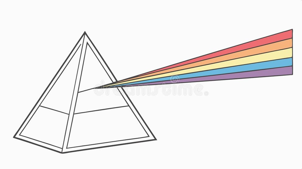 Prism Dispersing Light, Rainbow Effect and Optical Physics. Vector ...