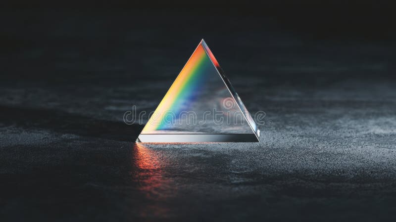 A Prism with a Rainbow Reflection on a Dark Surface. Stock Photo ...