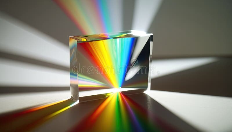 Prism Rainbow Reflection on a White Background. Light Glowing Colors ...