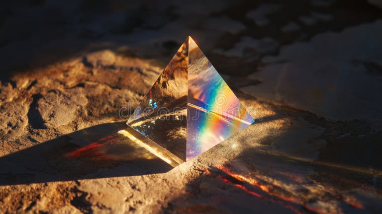 Prism Reflecting Colorful Light Spectrum on Textured Surface Stock ...