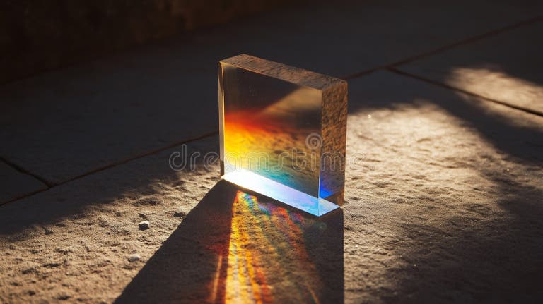 Prism Reflecting Colorful Light Spectrum on Textured Surface Stock ...