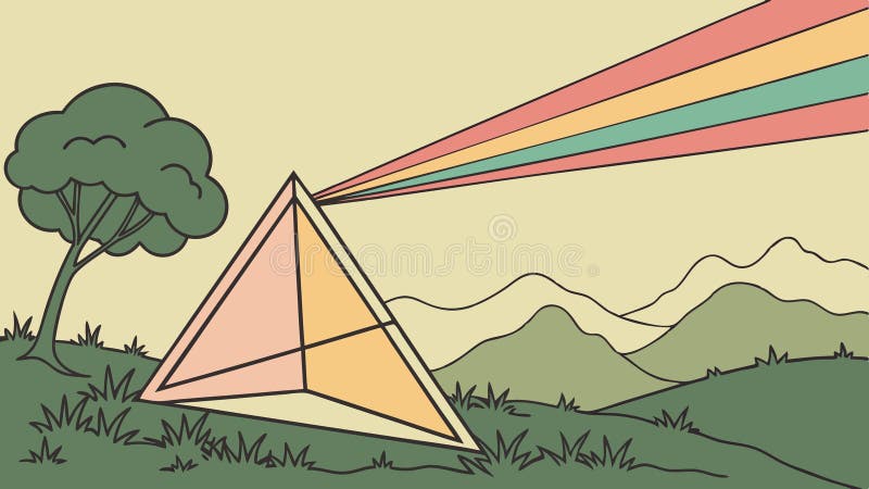 Prism Refracting Light in Landscape. Abstract Flat Vector Phenomenon ...