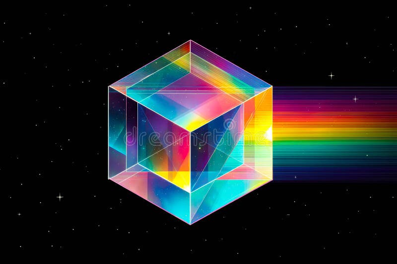 Prism in Space Creating a Mesmerizing Display of Rainbow Light Beams ...