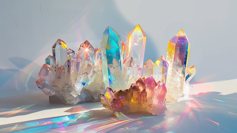 Prismatic Crystal Clusters Casting Colorful Patterns of Light Stock ...