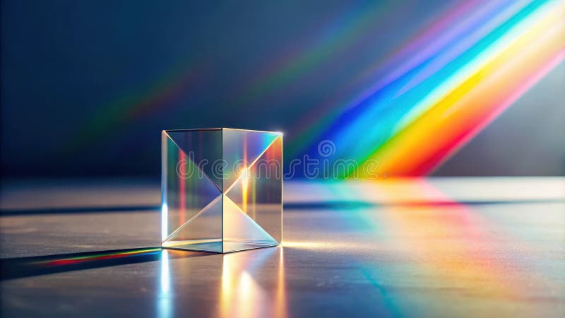 A Prismatic Cube Refracts Light, Creating a Vibrant Spectrum of Color ...
