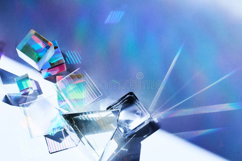 Prismatic Cubes. Colorful Glass Cubes Casting Rainbow Reflections Stock ...