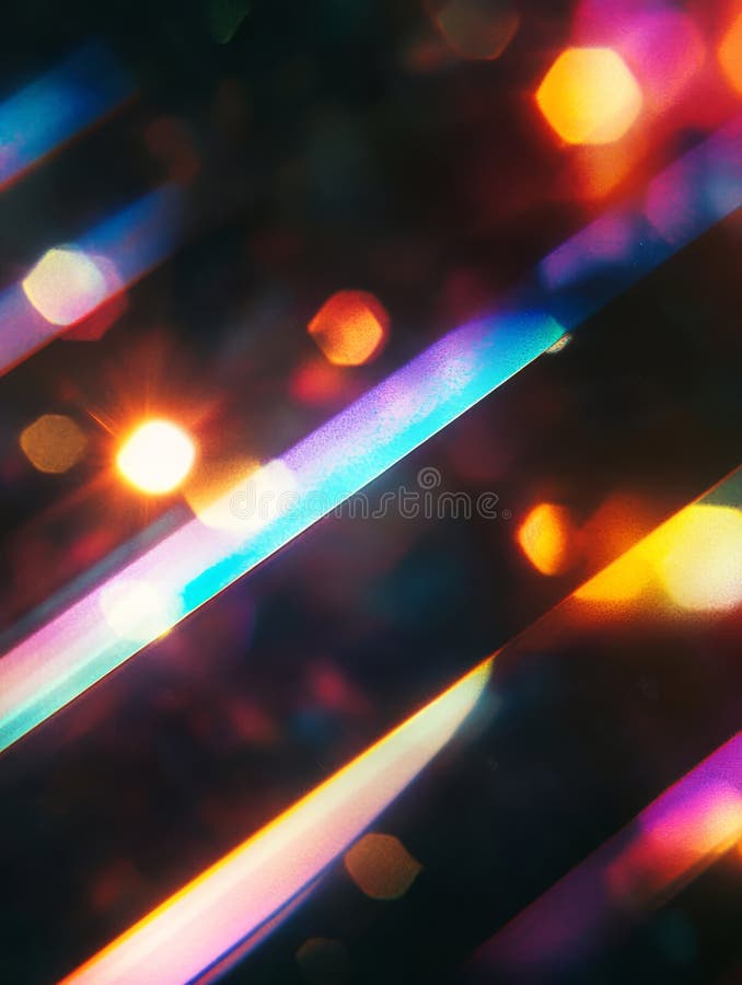 Prismatic Light Leaks and Rainbow Bokeh Effect on a Dark Background for ...