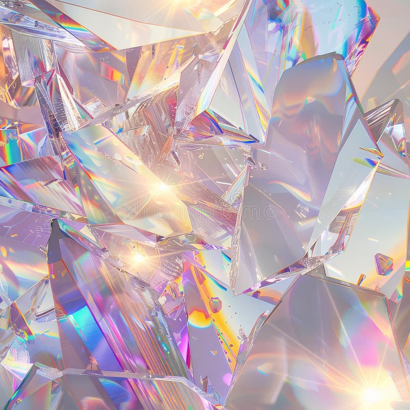 Prismatic Light Show from Colorful Glowing Crystals Stock Illustration ...