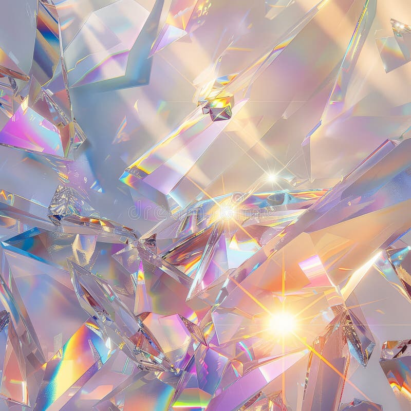 Prismatic Light Show Emanates from Glowing Colorful Crystals Stock ...