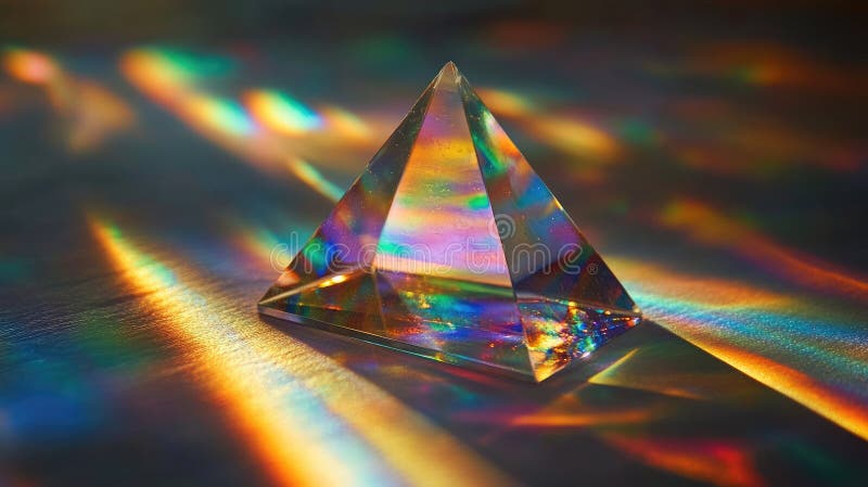 Prism Pyramid with Rainbow Reflections Stock Illustration ...