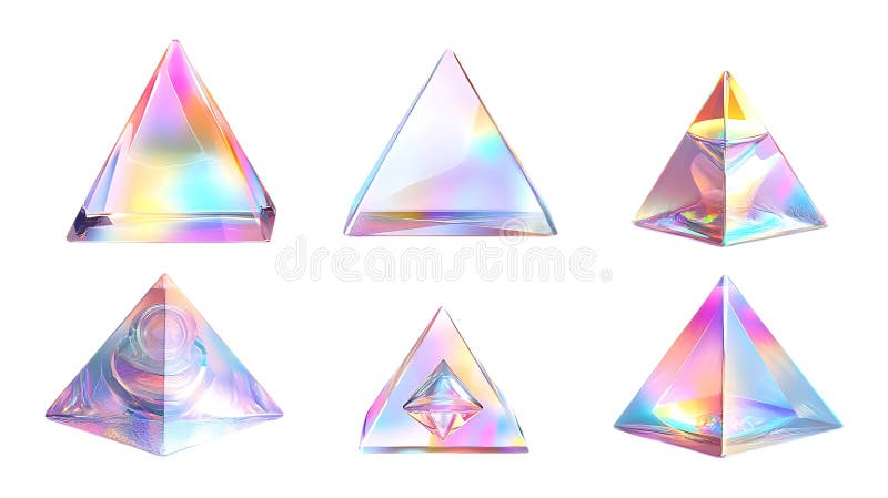 Prismatic Pyramids on Transparent Background Stock Illustration ...