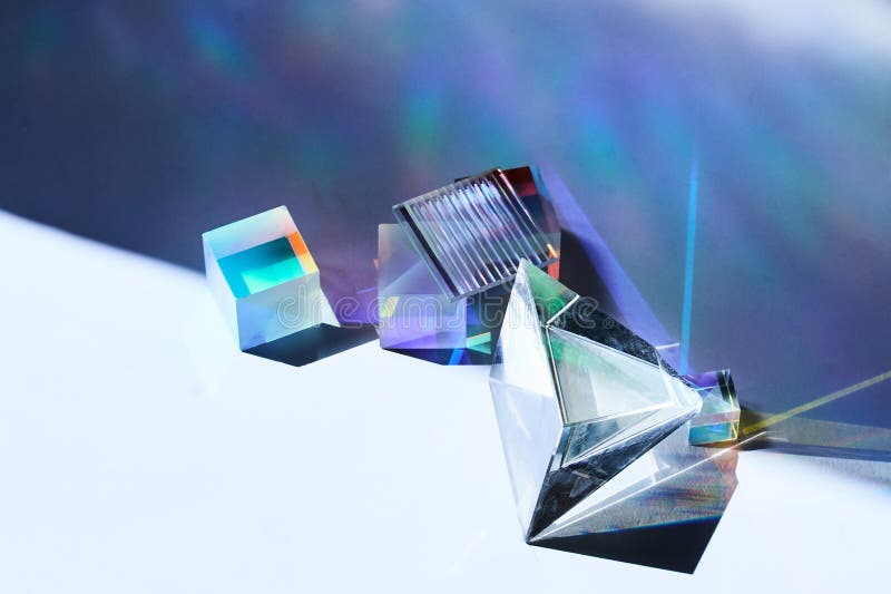 Prismatic Reflections. Geometric Prisms with Colorful Light Effects Stock Image - Image of ...