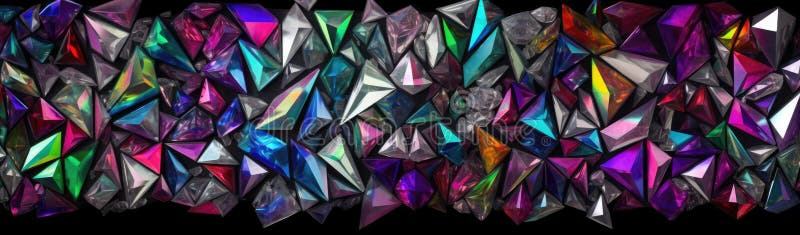 Prismatic Silver and Multi-Color Crystal Seamless Pattern Abstract Art ...