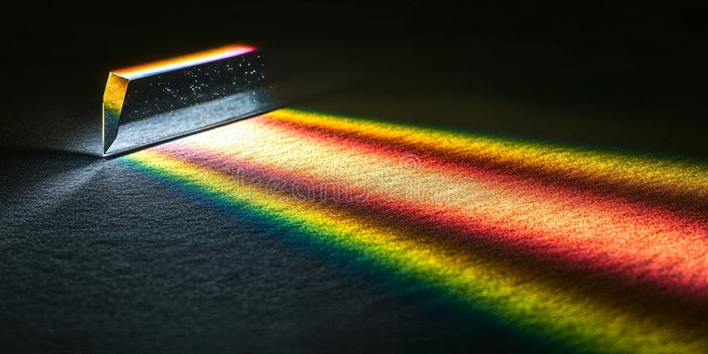Prismatic Spectrum Refracted Light Dispersion on Dark Surface Stock ...