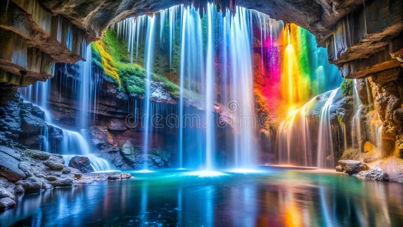 Prismatic Waterfall Cascading through a Crystal Cave Generative AI ...